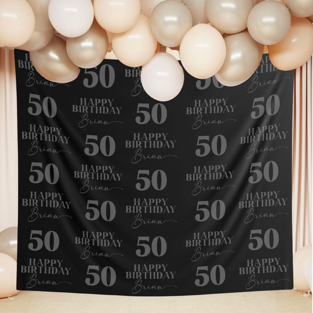 50th Birthday Party Backdrop Personalized 50th Birthday Backdrop Sign ...