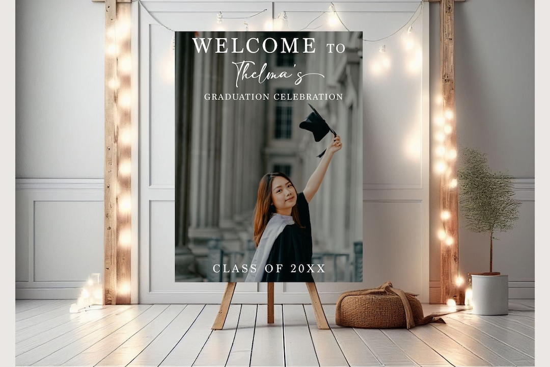 Graduation Party Welcome Sign Custom Photo Grad Party Sign Personalized ...