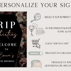 Rest in Peace 30s Birthday Sign RIP 30s Party Welcome Sign 40th ...