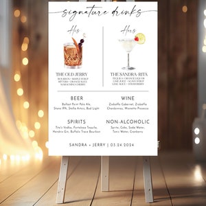 Signature Cocktail Menu Custom Signs for Weddings Customized Cocktail ...