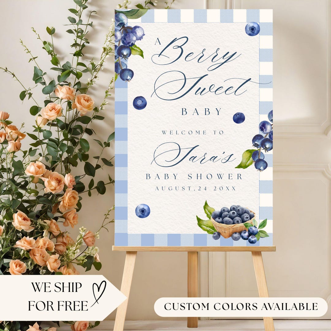 Berry Sweet Baby Shower Welcome Sign Custom Baby Shower Gender Reveal ...