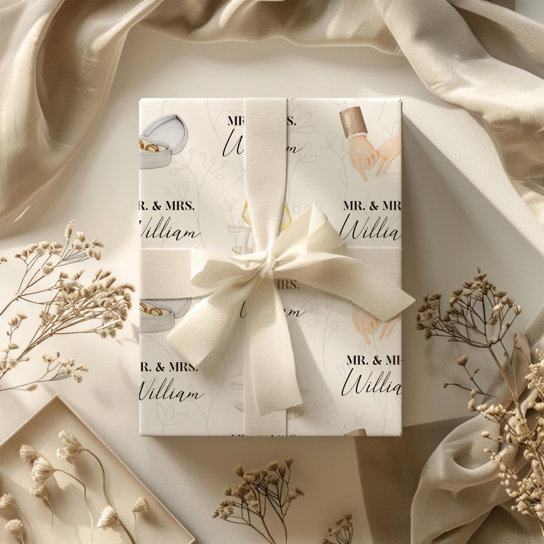 Wedding Gift Wrapping Paper Personalized Bridal Shower Gift Wrap ...