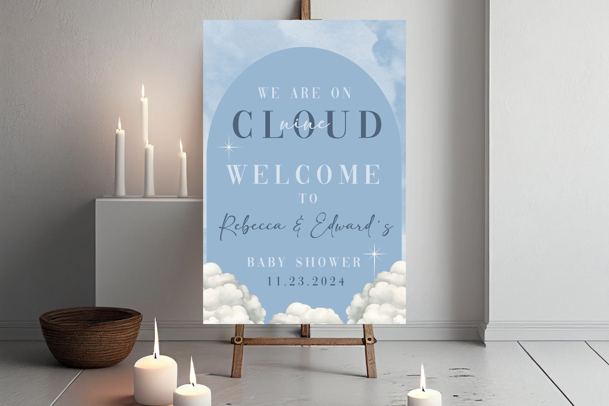 Baby Shower Welcome Sign Cloud Nine Theme Custom Baby Shower Sign Baby ...