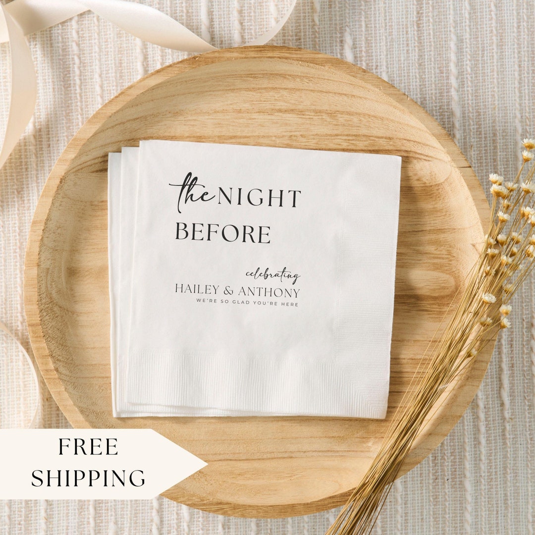 The Night Before Custom Napkins Personalized Rehearsal Dinner Napkins ...
