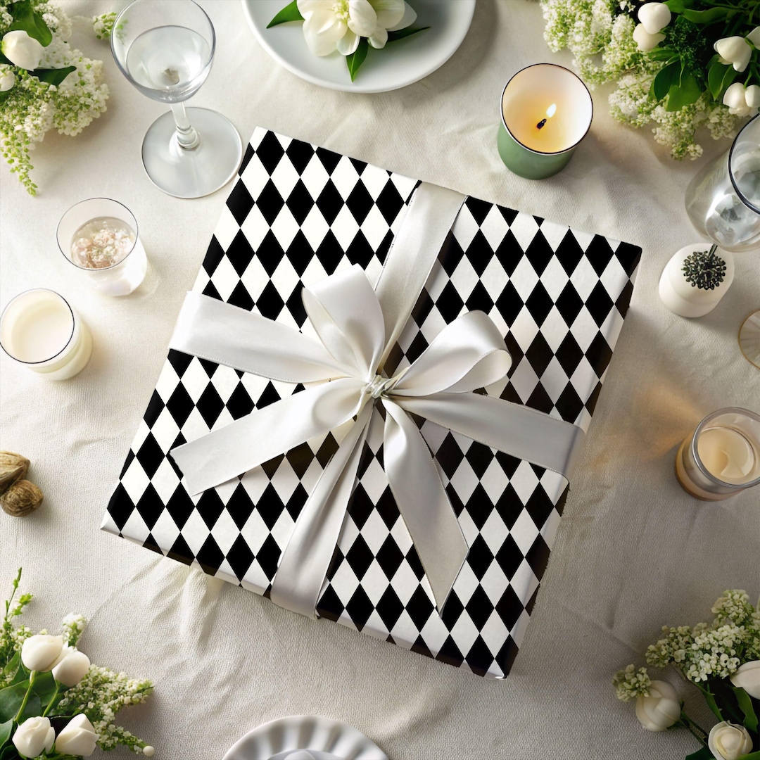 Harlequin Gift Wrapping Paper Black and White Gift Wrapping Paper ...