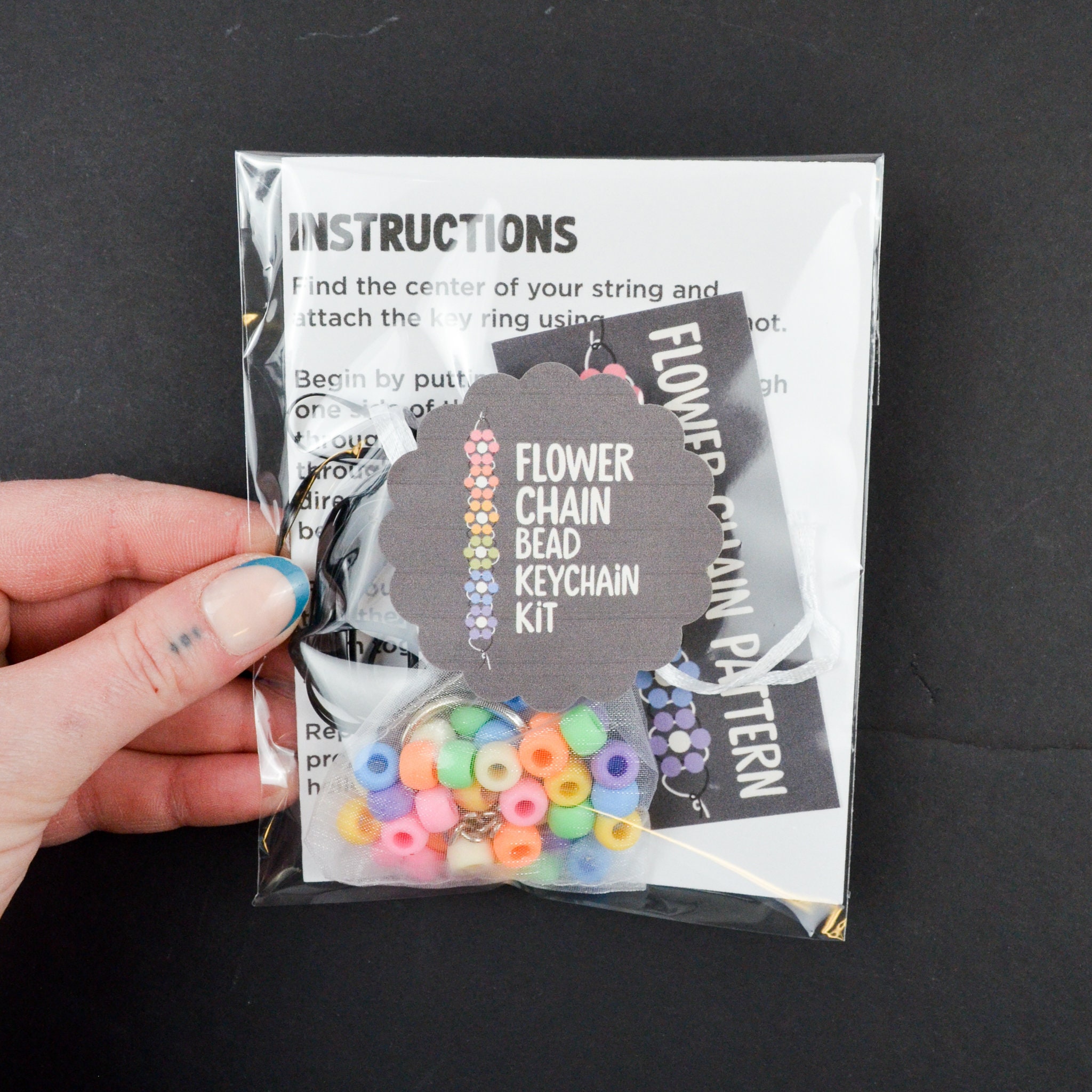 Rainbow Flower Chain Bead Buddy Pony Bead Keychain Kit - Etsy