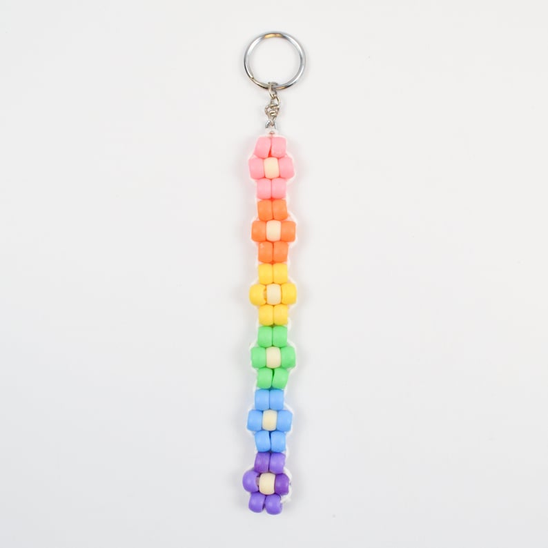 Rainbow Flower Chain Bead Buddy Pony Bead Keychain Kit - Etsy