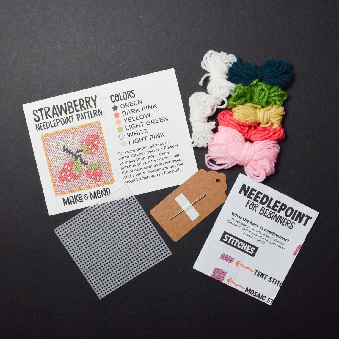 DIY Strawberry Patch Needlepoint Starter Kit Project Beginner - Etsy