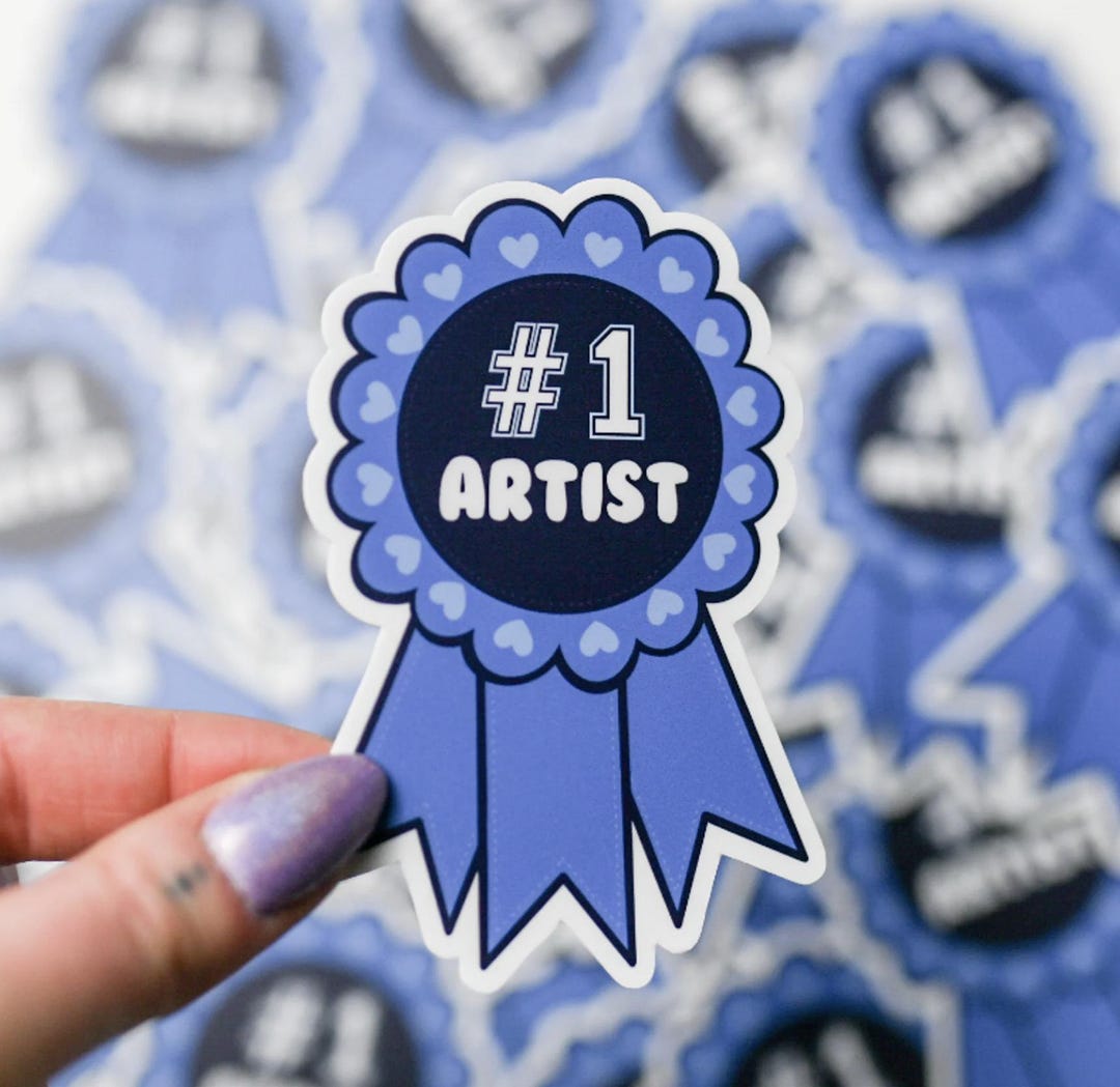 No. 1 Artist Blue Ribbon Vinyl Waterproof Water Bottle Sticker - Etsy