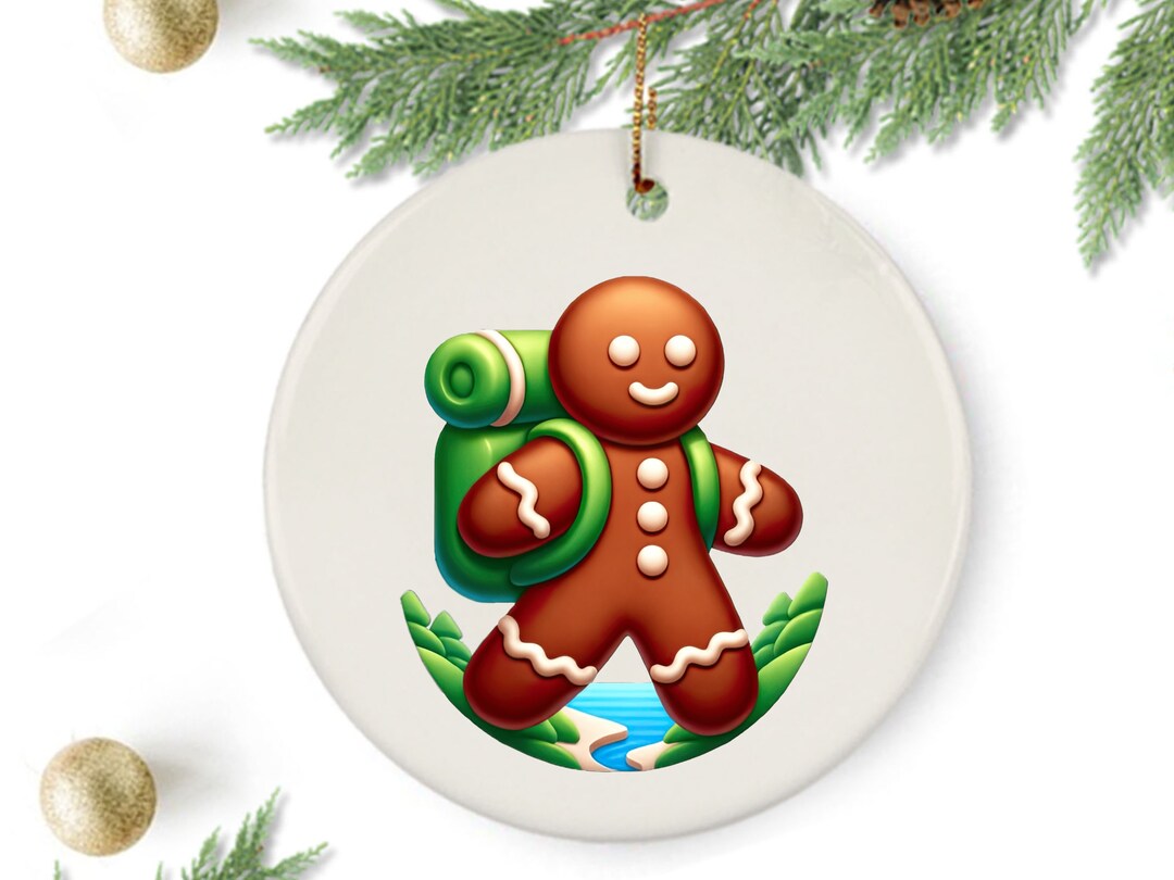Hiker Ornament, Gingerbread Ornament, Hiking Ornament, Cute Christmas ...