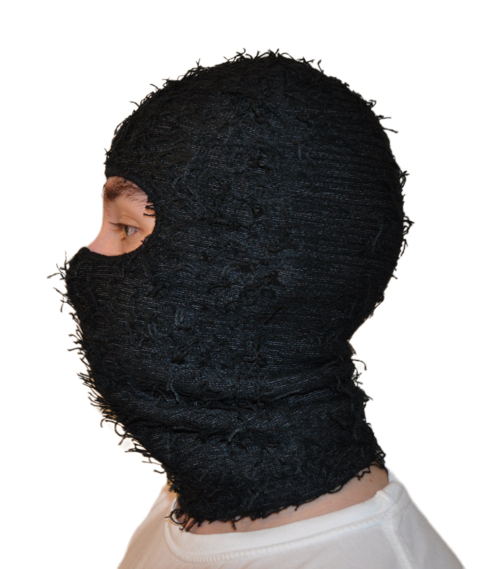 Distressed Balaclava Ski Mask | Knitted Black Balaclava | Yeat and ...