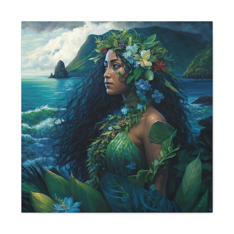 Hawaiian Goddess Papahanaumoku | Canvas Wall Art | Modern Art | Digital ...