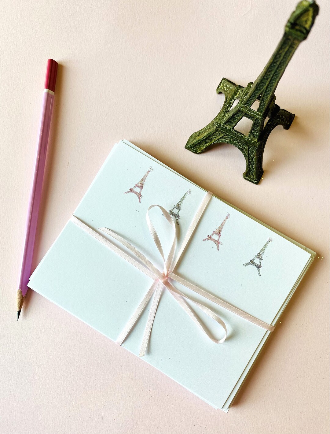 Flat Notecards Eiffel Tower Personalized Blank Stationery Cards 10 per ...