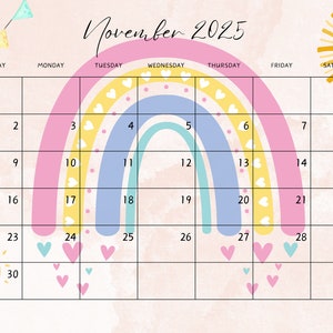 Planner Monthly 2025 Cute Rainbow - Etsy