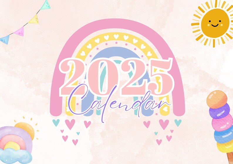 Planner Monthly 2025 Cute Rainbow - Etsy