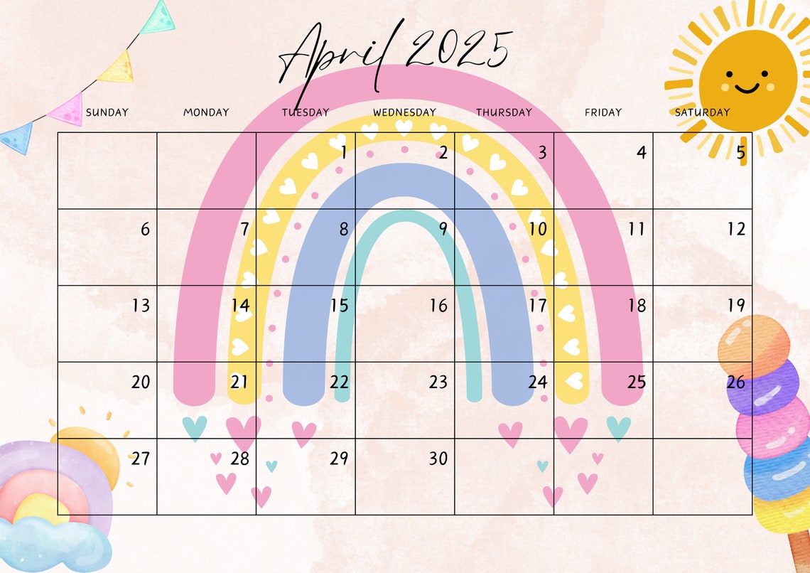 Planner Monthly 2025 Cute Rainbow - Etsy