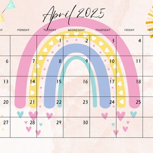 Planner Monthly 2025 Cute Rainbow - Etsy