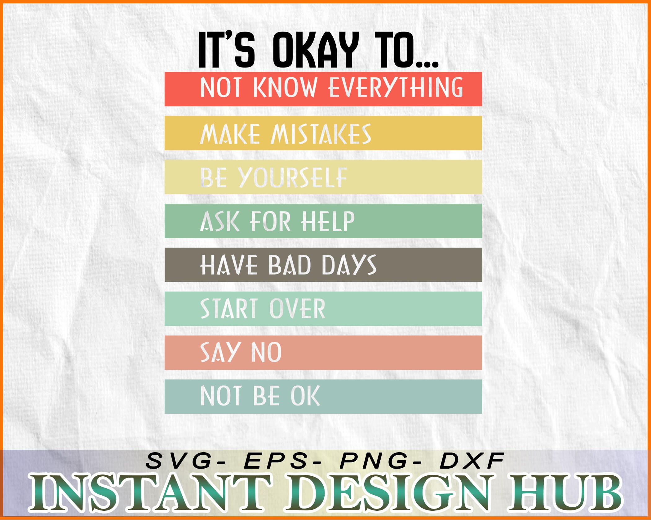 It's Ok, NOT to Be OK SVG, Dxf, Eps, Png File, Cricut, Cameo ...