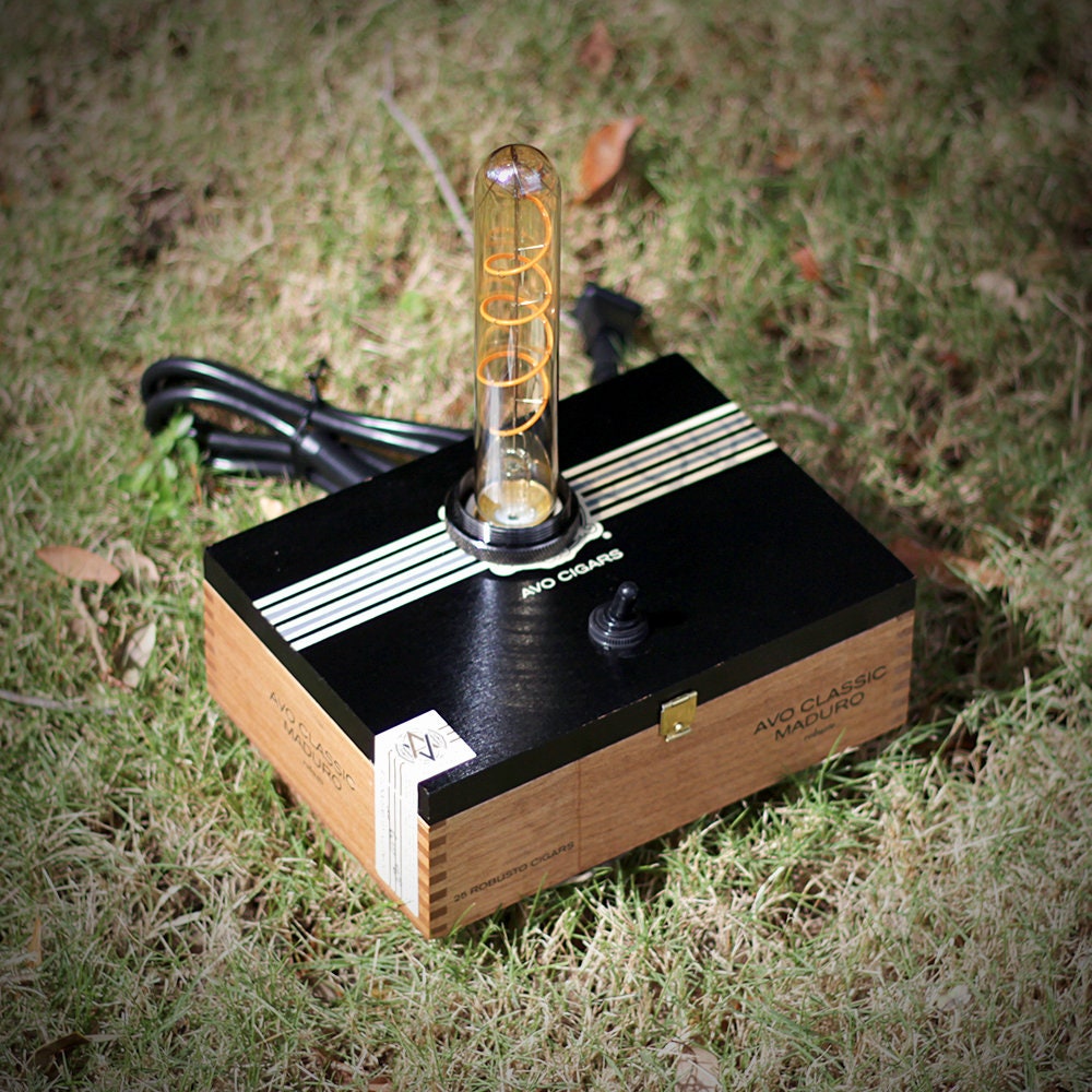 Edison Lamp Cigar Box Lamp Desk Lamp LED Edison Bulb Gifts for Men Lamp ...