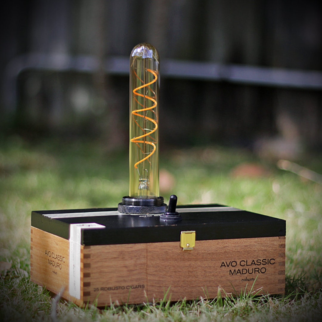 Edison Lamp Cigar Box Lamp Desk Lamp LED Edison Bulb Gifts for Men Lamp ...