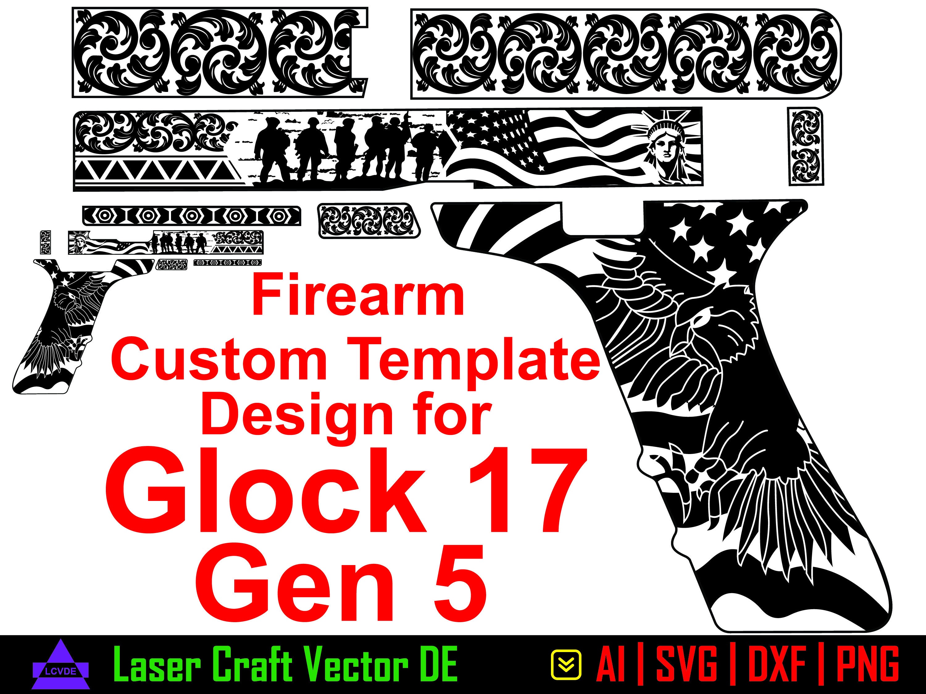 Firearm Template Design for Glock 17 Gen 5 American Them - Etsy