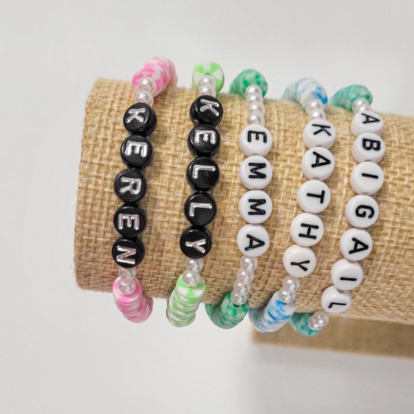 Kids Beaded Bracelet With Custom Name, Personalized Children's Gift ...