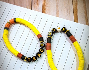 Teacher Appreciation Beaded Bracelet Teacher Appreciation Gift Personalized Teacher Gift ...