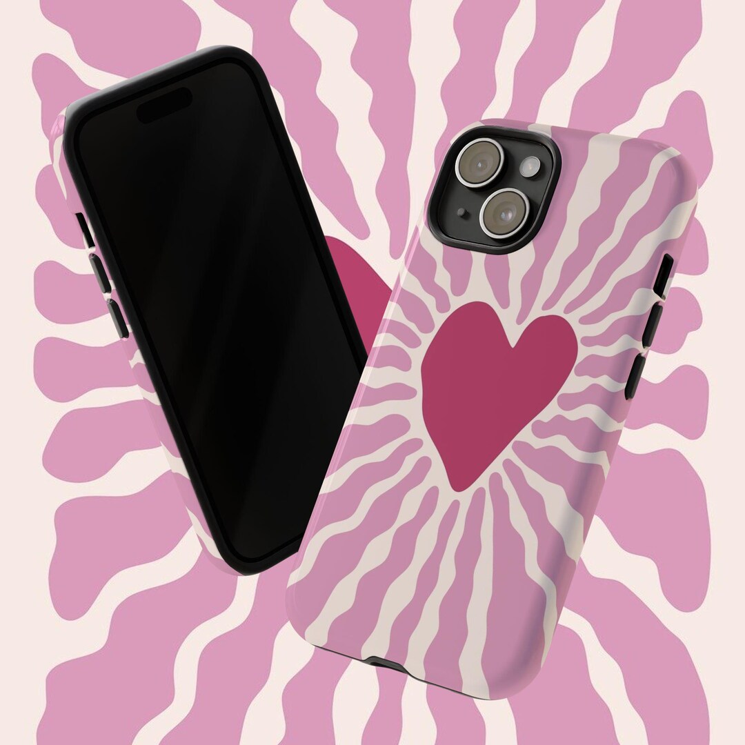 Red Heart With Radiating Light Pink Rays Phone Case iPhone Pexel ...