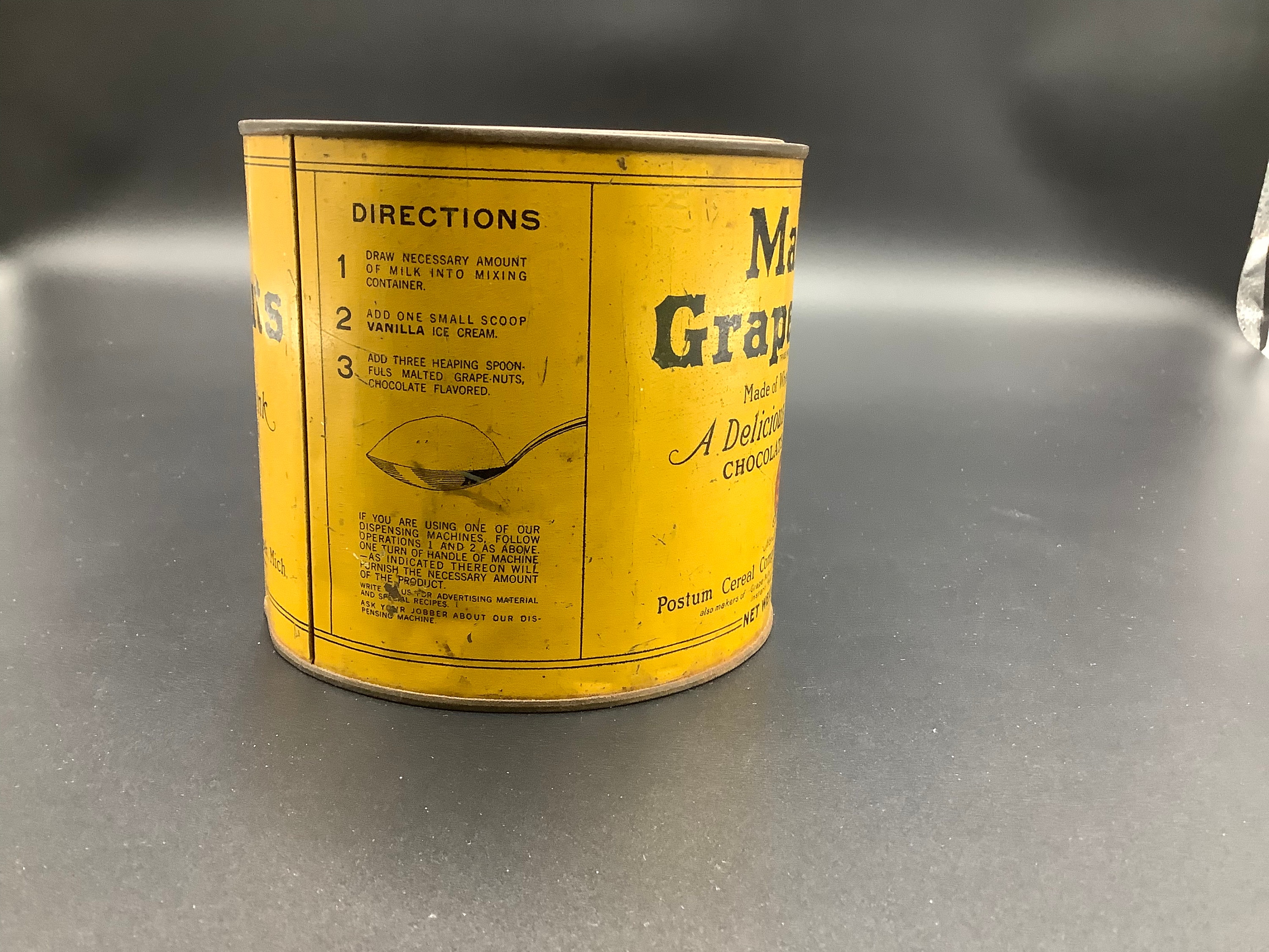 Rare 1920s Malted Grape Nuts Chocolate Flavored Round Tin - Etsy