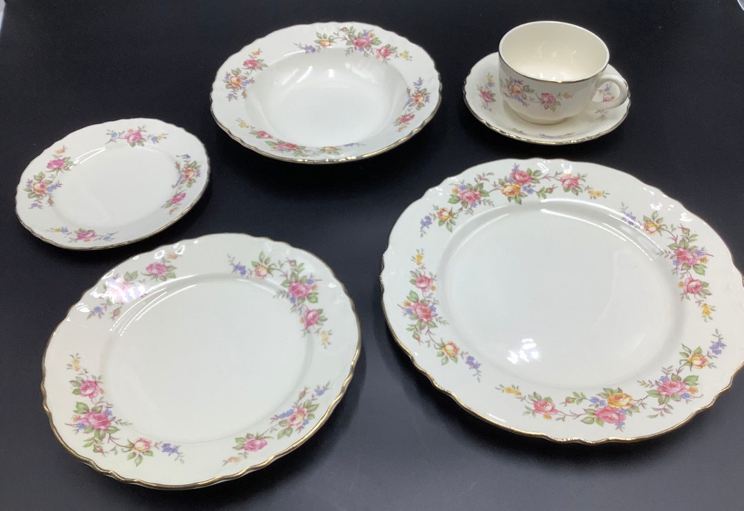 Vintage Homer Laughlin Republic Rose Floral Pattern China - Service for ...