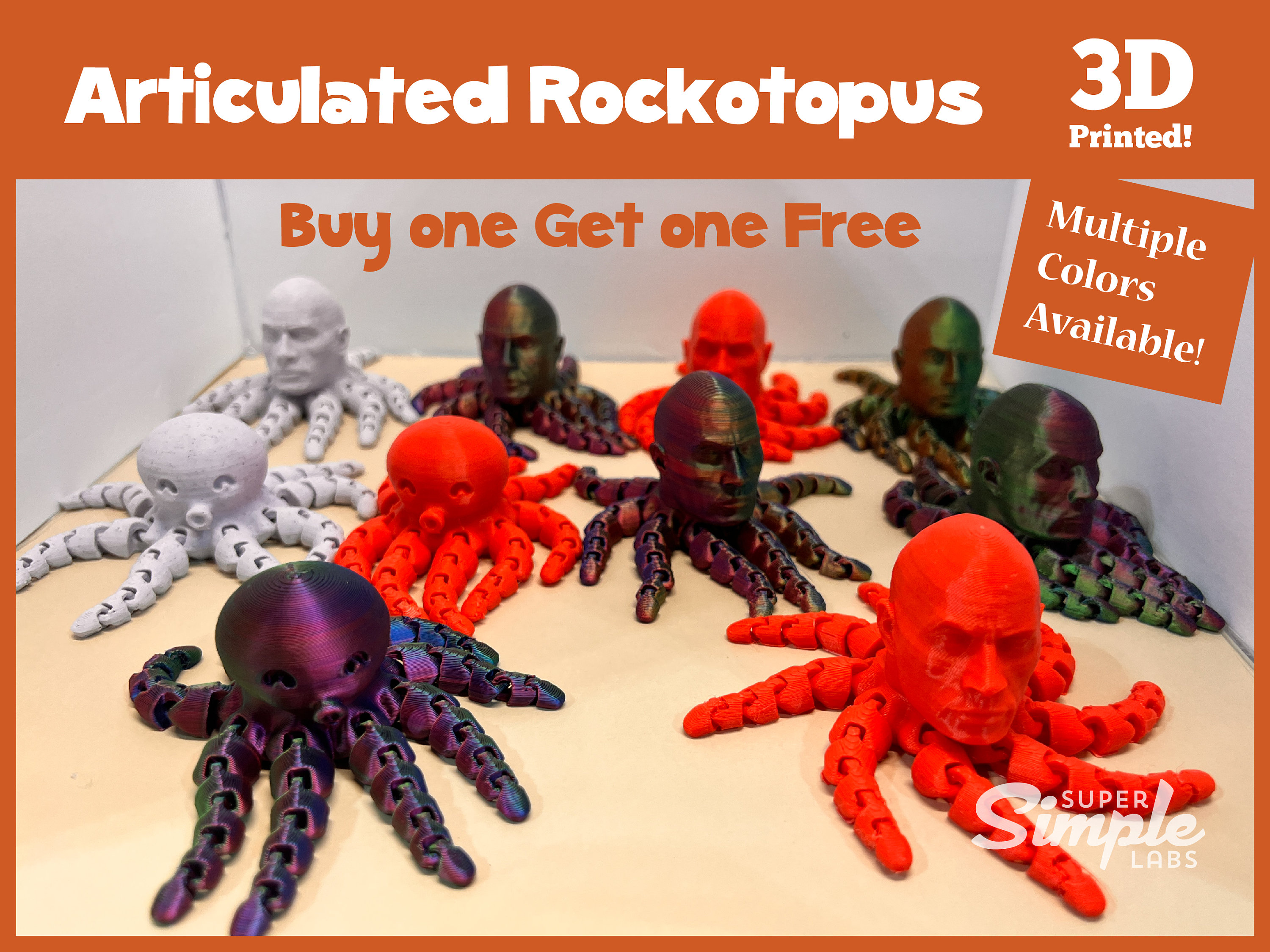 The Rocktopus Fully Articulated 3D Printed Toy Fidget Free - Etsy