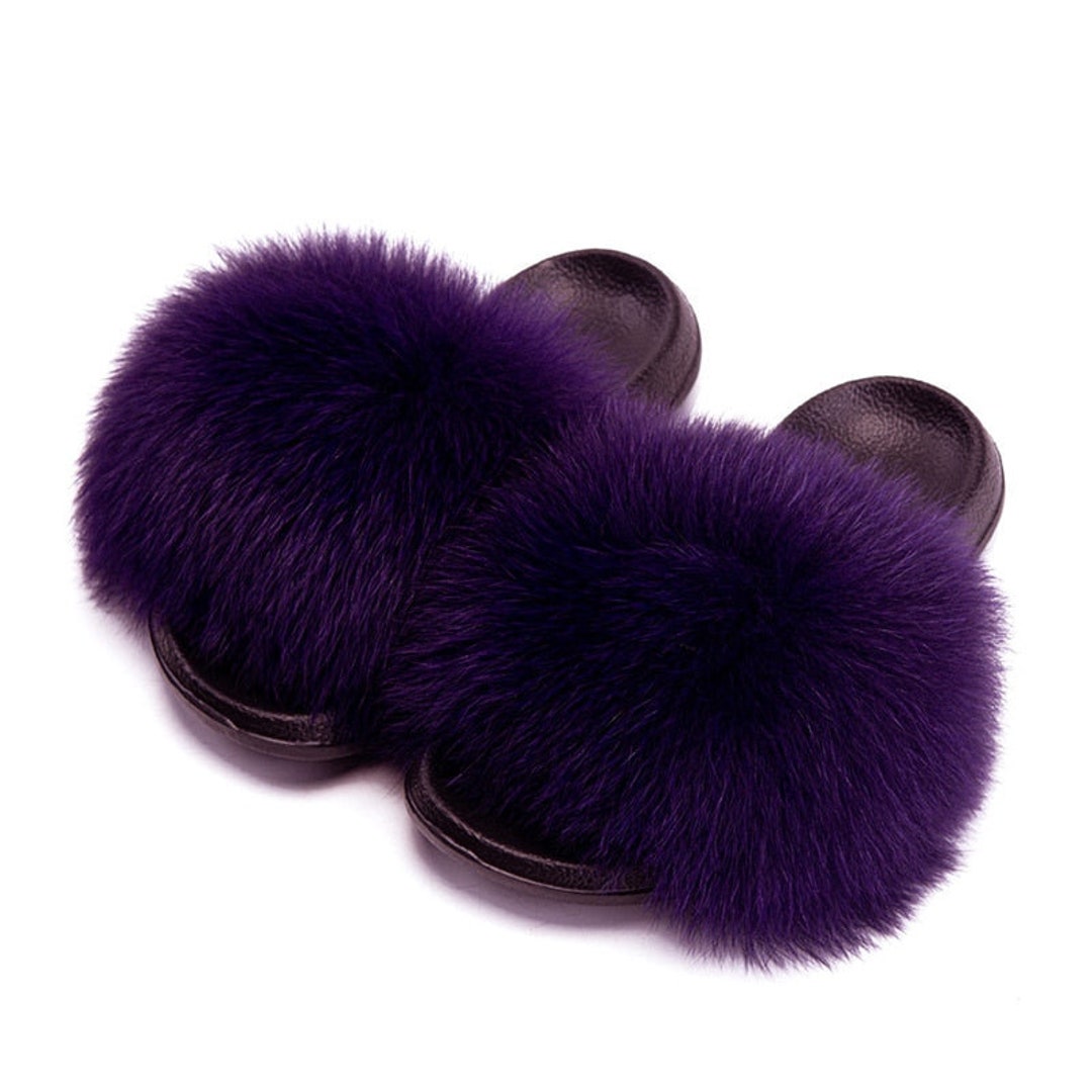 Cute Purple Furry Slippers Soft Comfy - Etsy Canada