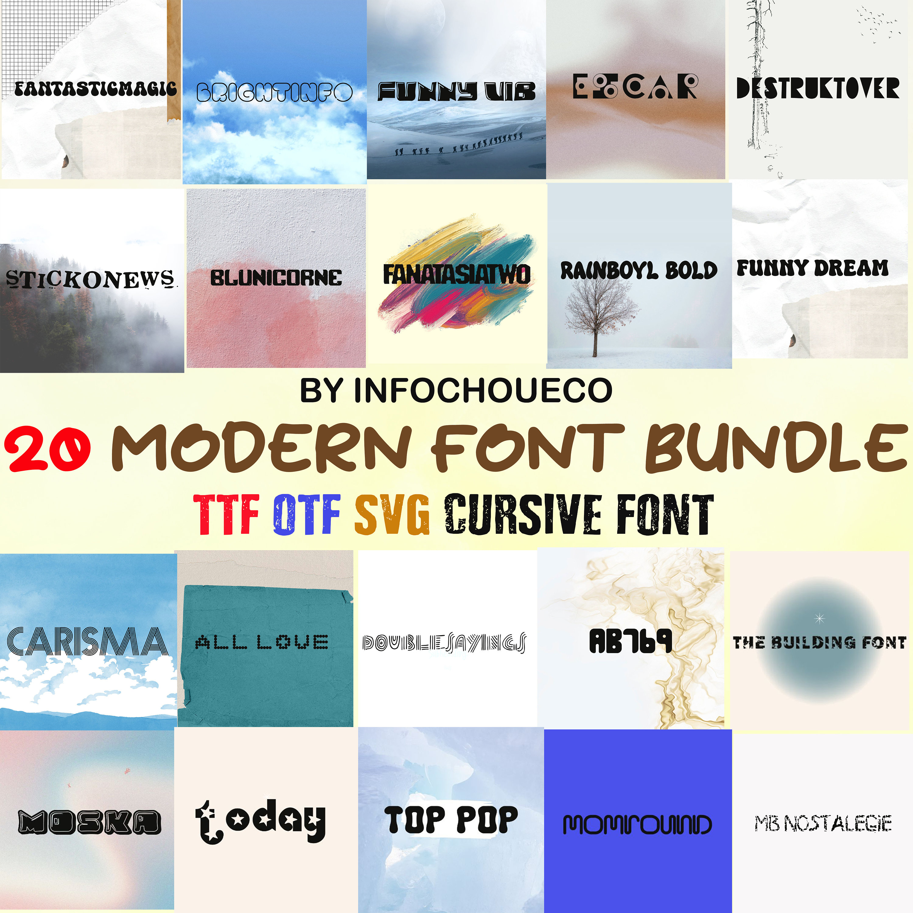 20 Fonts Bundle Svg Font Svg Ttf Otf Cursive Fonts SVG - Etsy