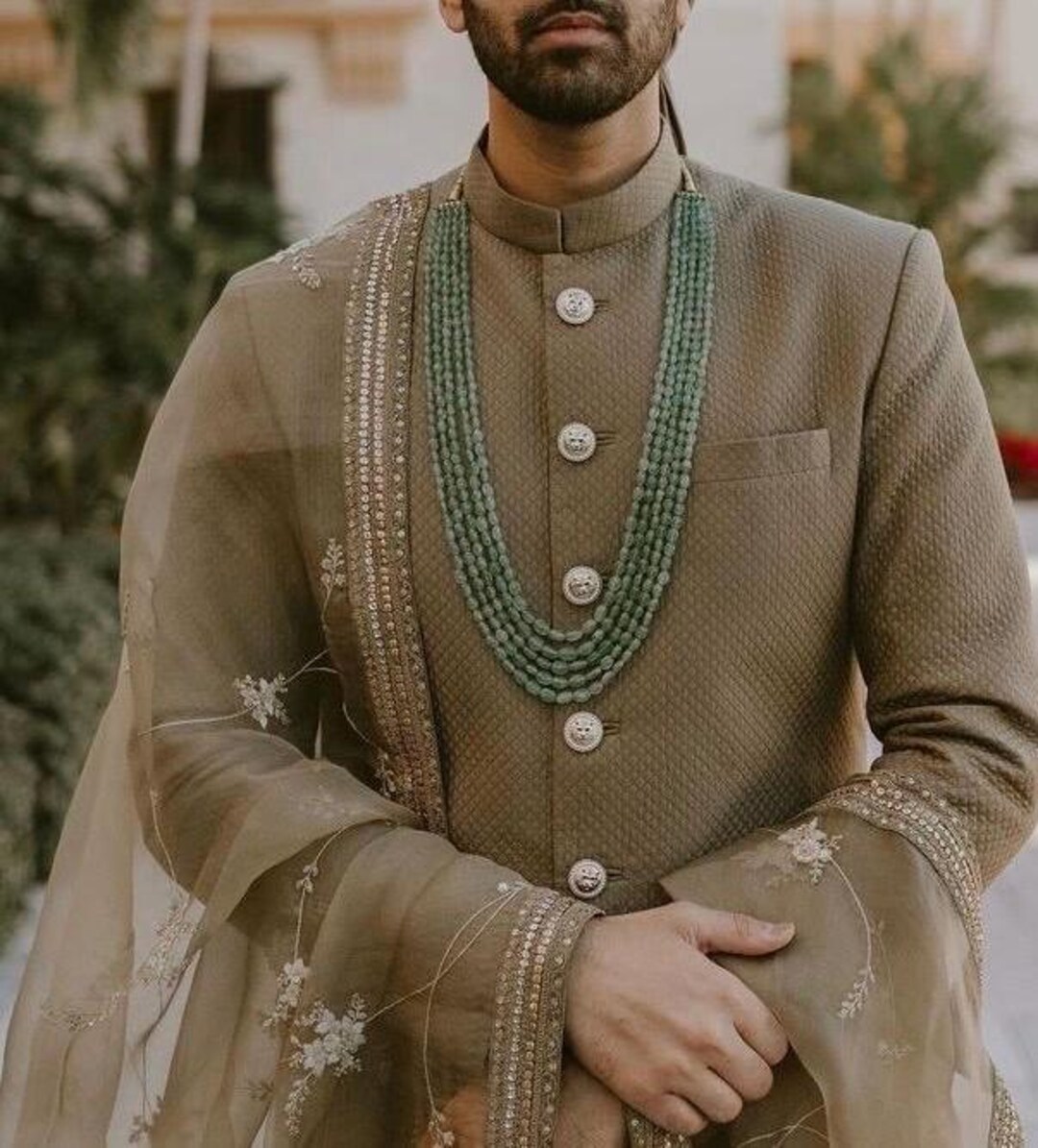 Mint Green Beaded Mala Necklace: Gold Toned Indian Wedding Jewelry - Etsy