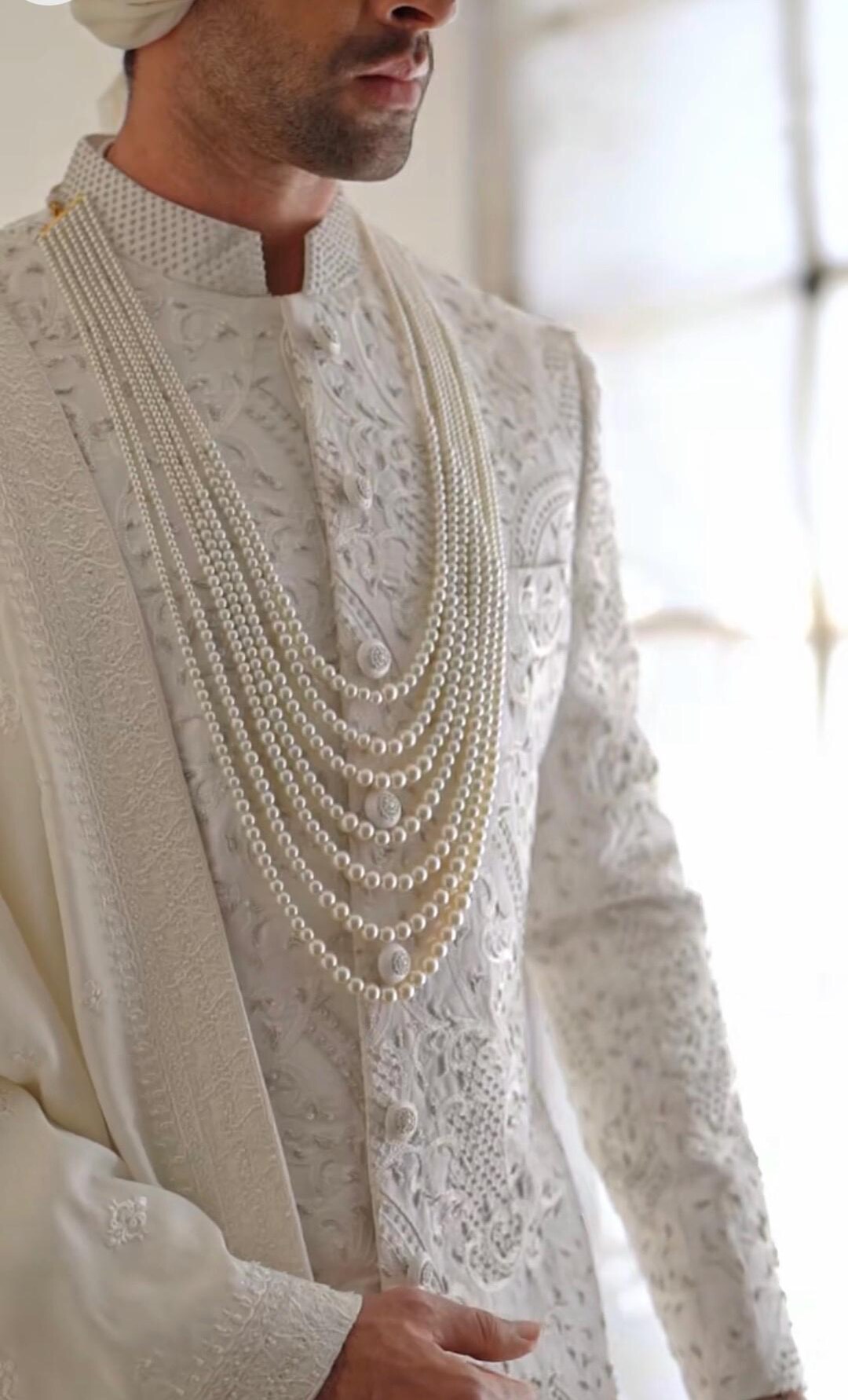 Milky White Pearl Mala: Layered Indian Wedding Groom Jewelry - Etsy