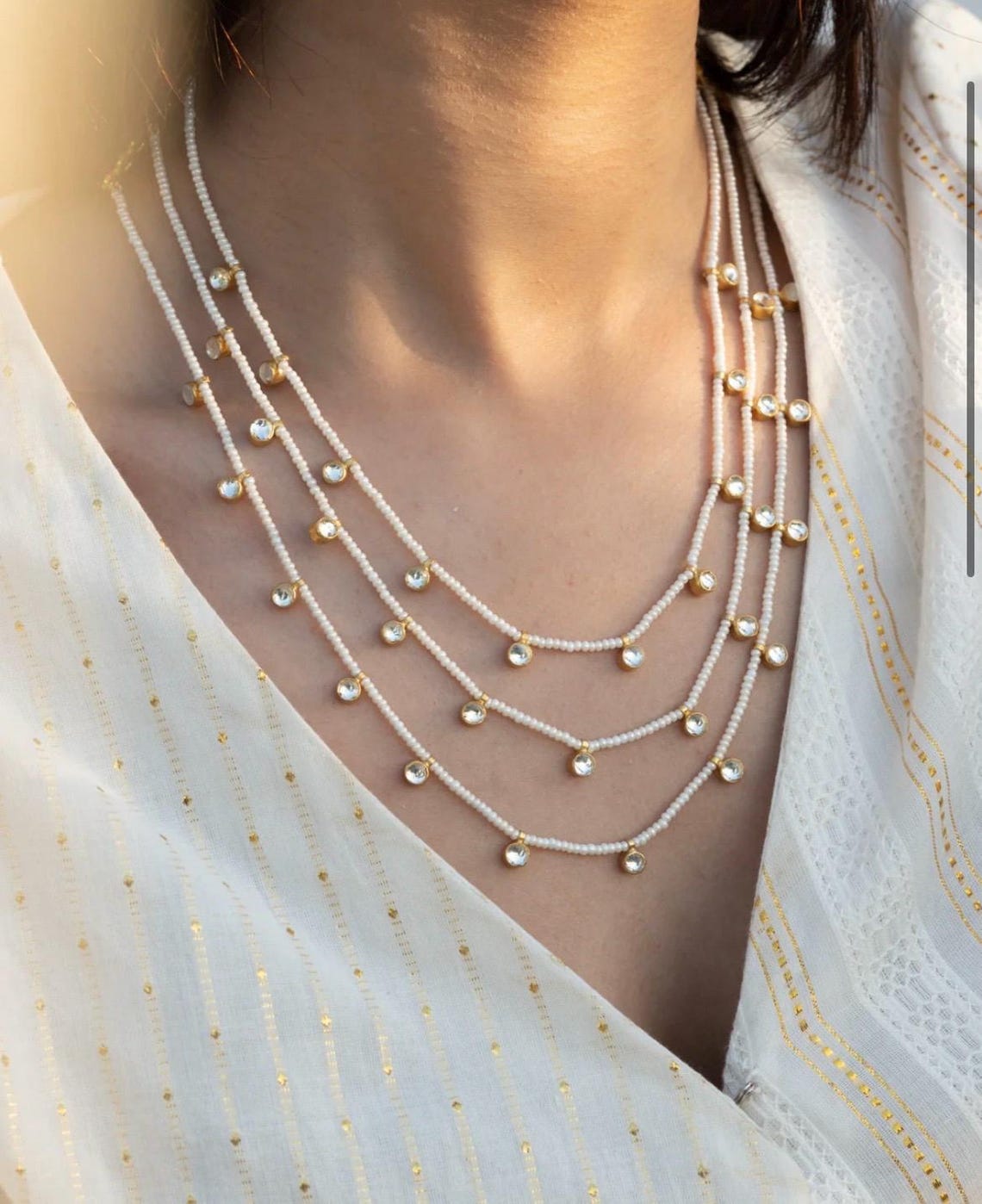 SADIE Single Polki Kundan Round Layered Necklace - Etsy