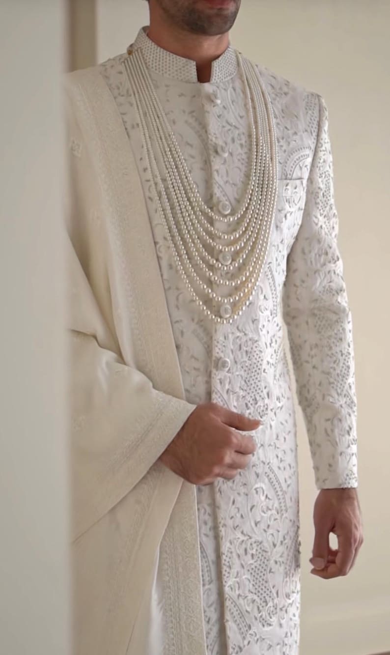 Milky White Pearl Mala: Layered Indian Wedding Groom Jewelry - Etsy