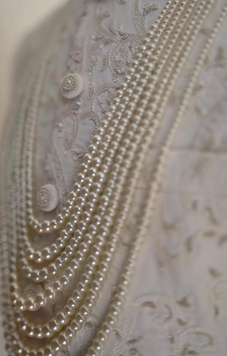 Milky White Pearl Mala: Layered Indian Wedding Groom Jewelry - Etsy