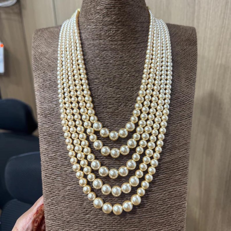 Layered Pearl Mala for Groom – Satlada Style Indian Wedding Necklace - Etsy