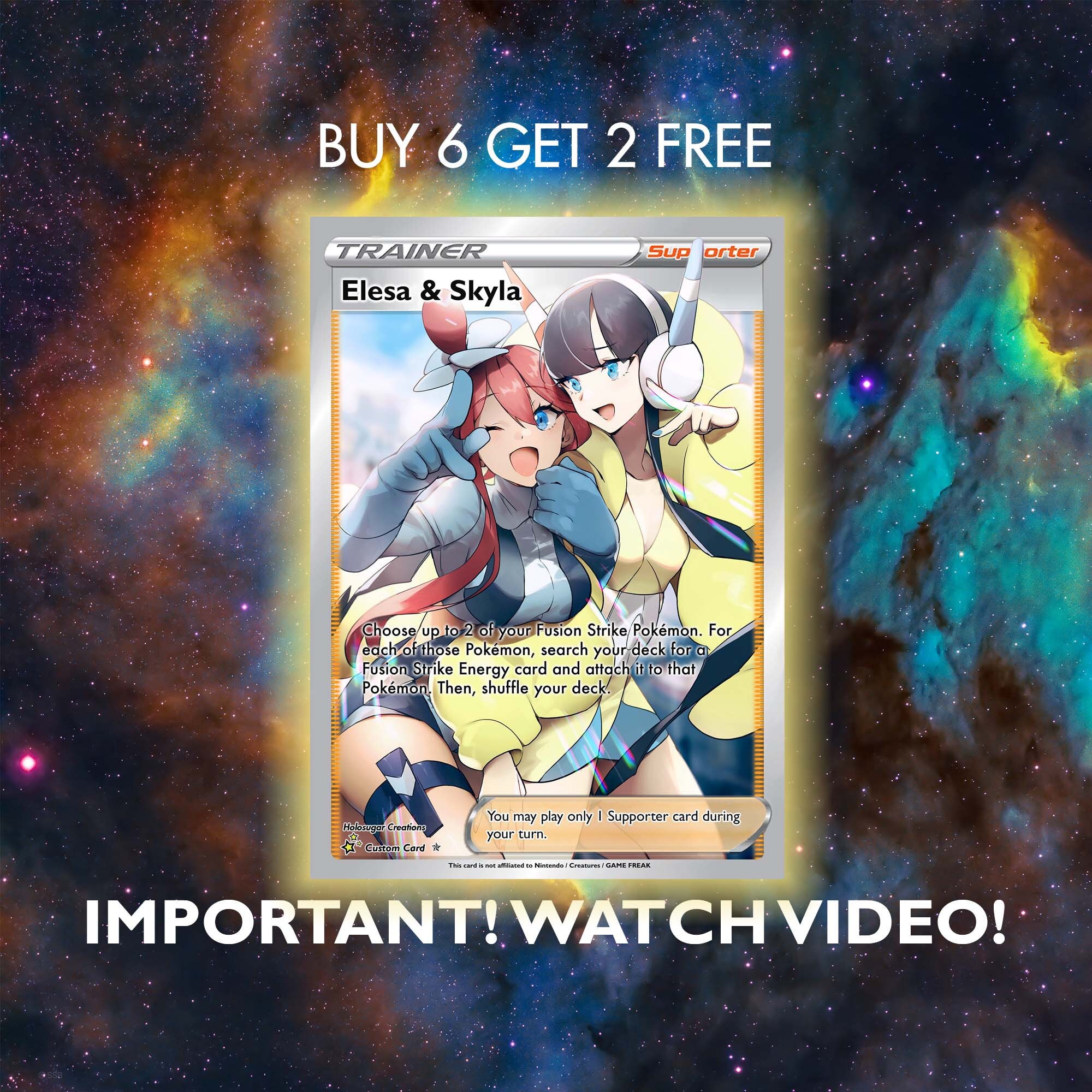 Elesa Full Holographic Holo Custom Trainer Card - Etsy UK