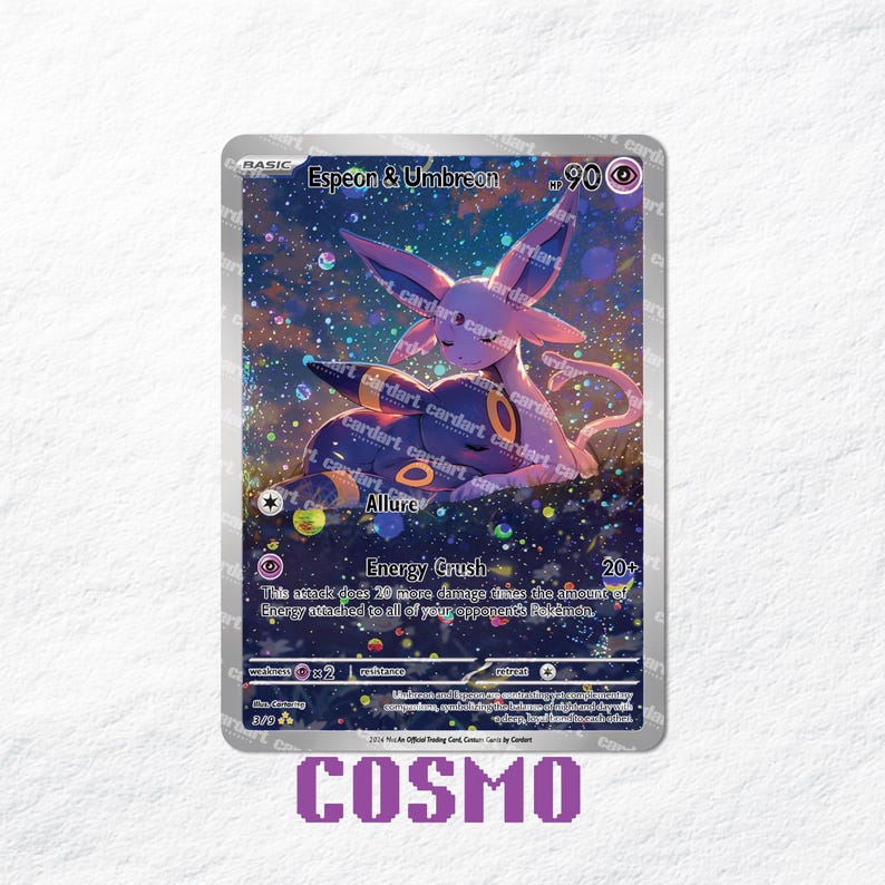 Umbreon & Espeon Inspired Pokemon Fan Art Card | Partial Holo Finish ...