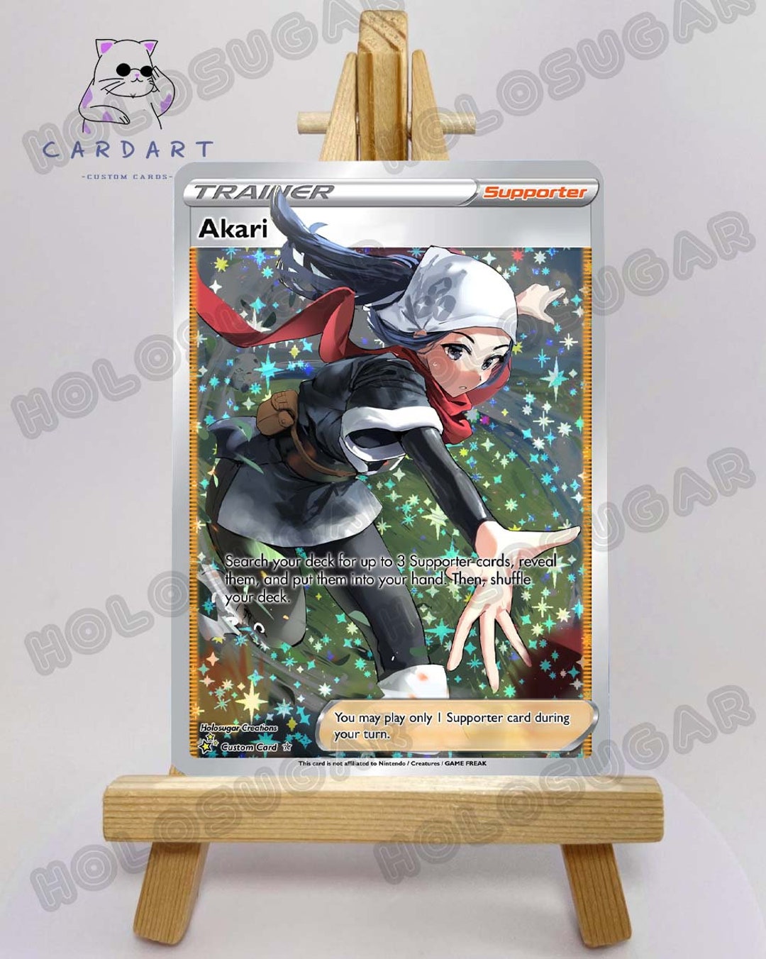 Akari-3 Custom Holographic Pokemon Trainer Proxy Orica Card - Etsy