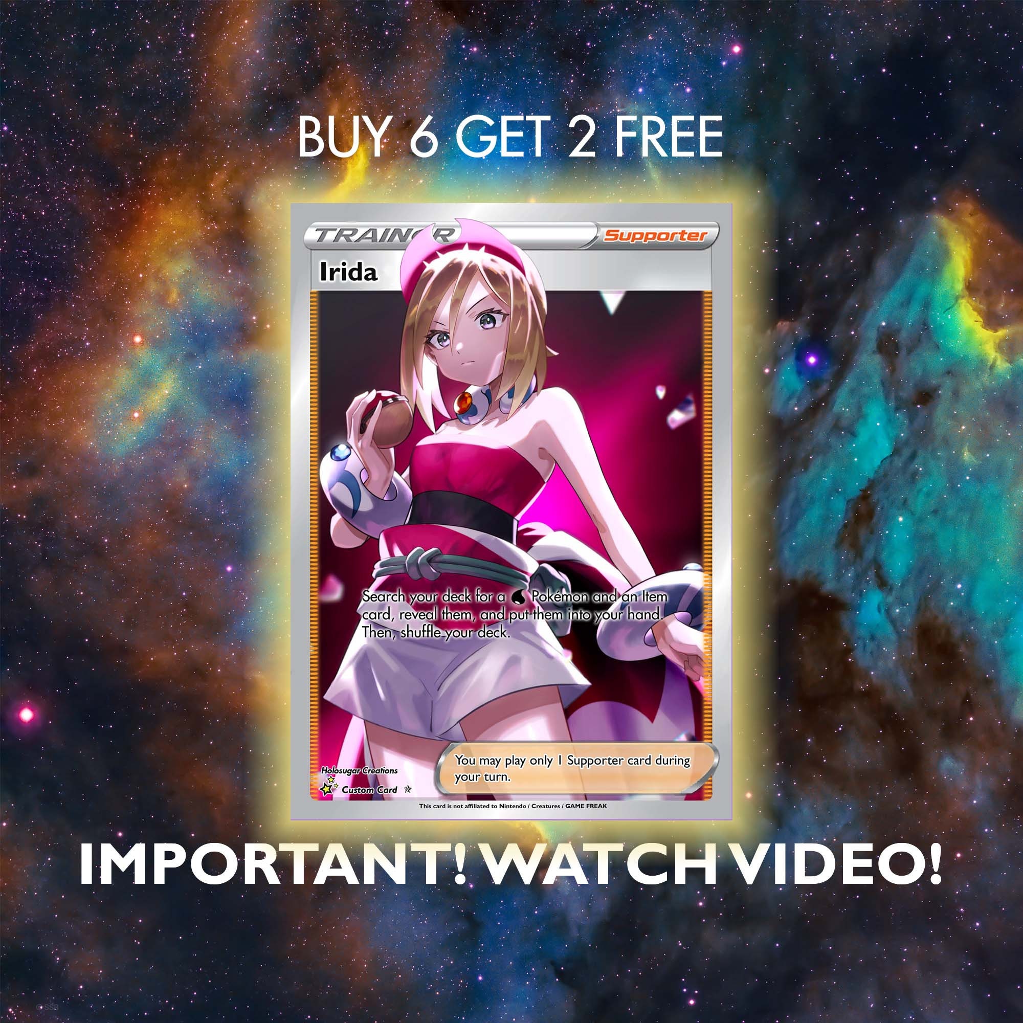 Irida Full Holographic Holo Custom Trainer Card - Etsy