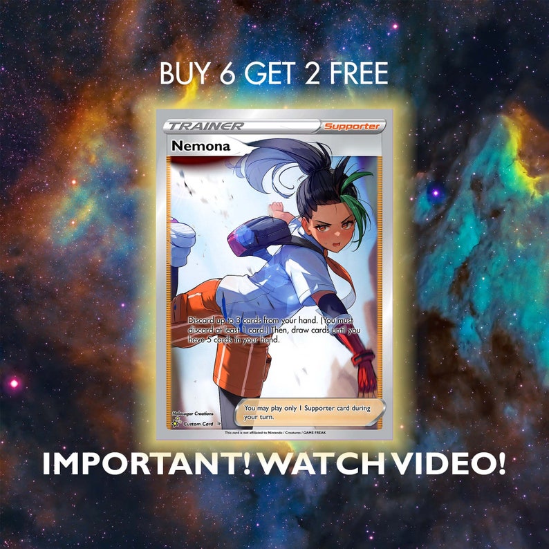 Nemona Full Holographic Holo Custom Trainer Card - Etsy