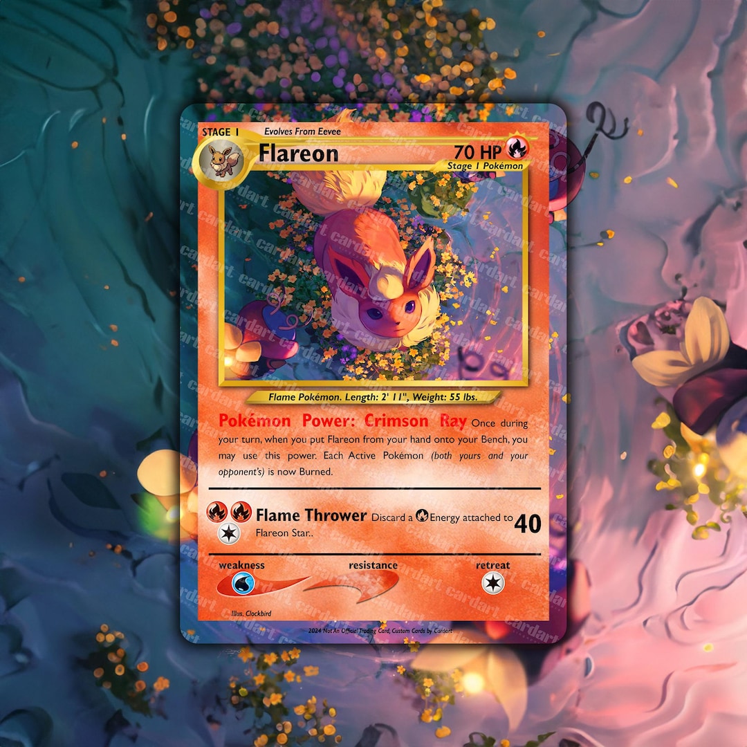 Flareon Custom Pokémon Card Art Eeveelution Pokémon Collection - Etsy