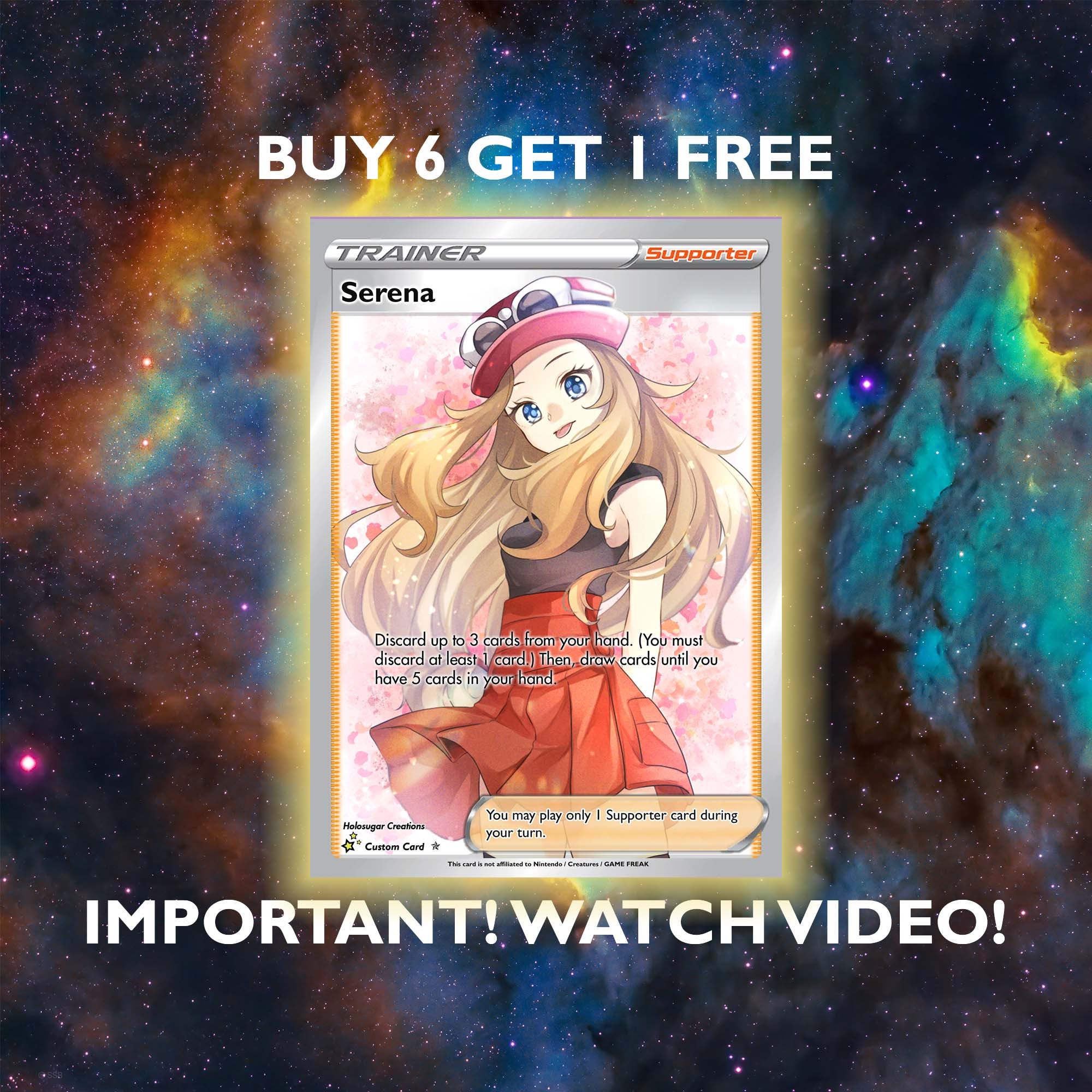 Serena Full Holographic Holo Custom Trainer Card - Etsy UK