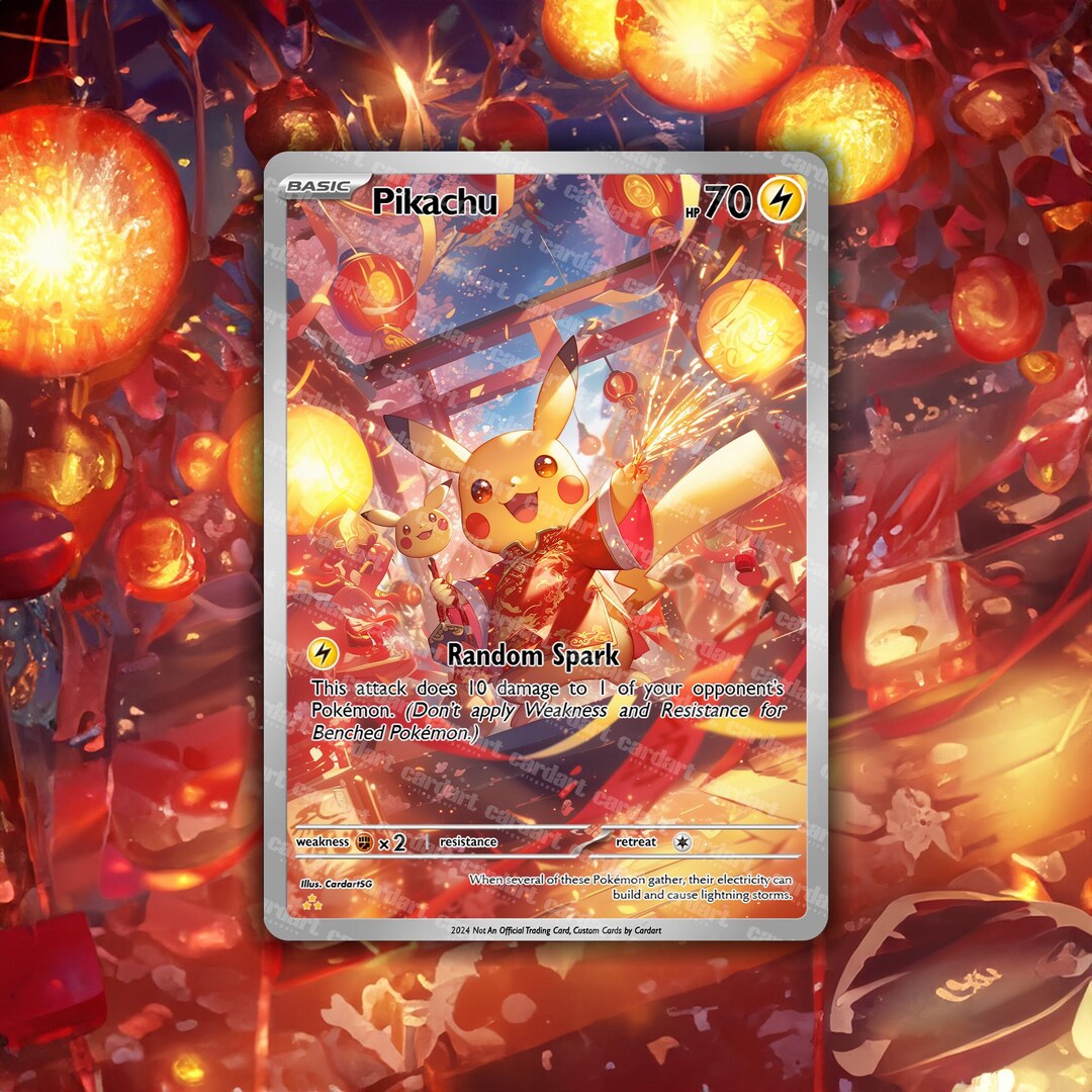 Pikachu Custom Pokémon Card Art Lunar New Year Pokémon Collection - Etsy