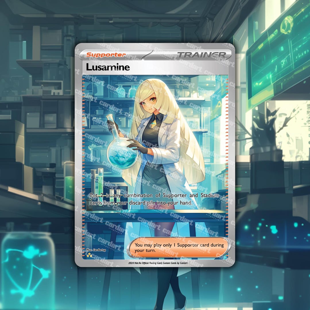 Lusamine Holographic TCG • Pokemon Trainer Cardart - Etsy