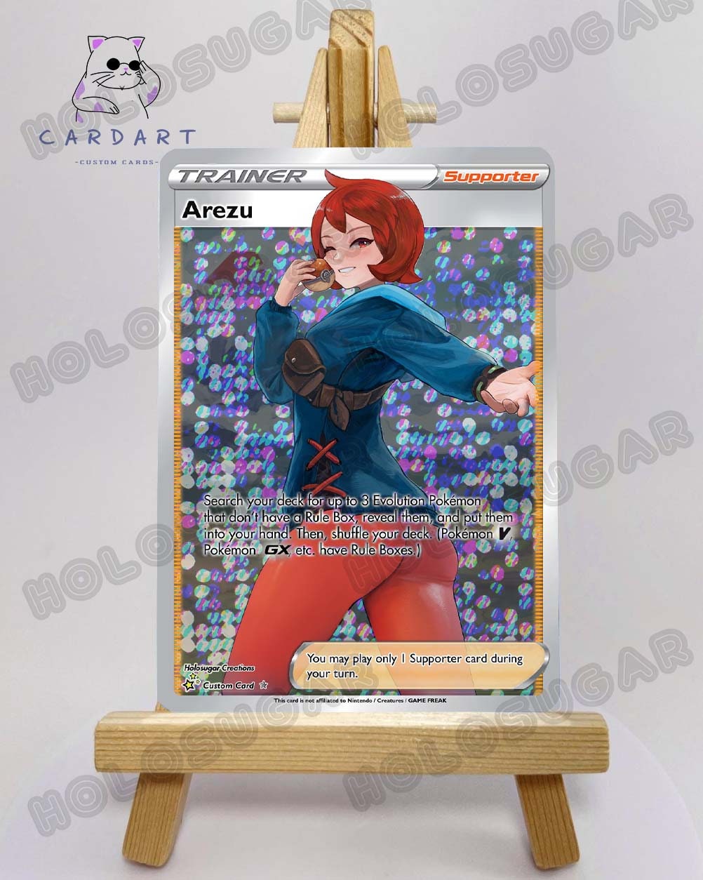 Arezu-4 Custom Holographic Pokemon Trainer Proxy Orica Card - Etsy