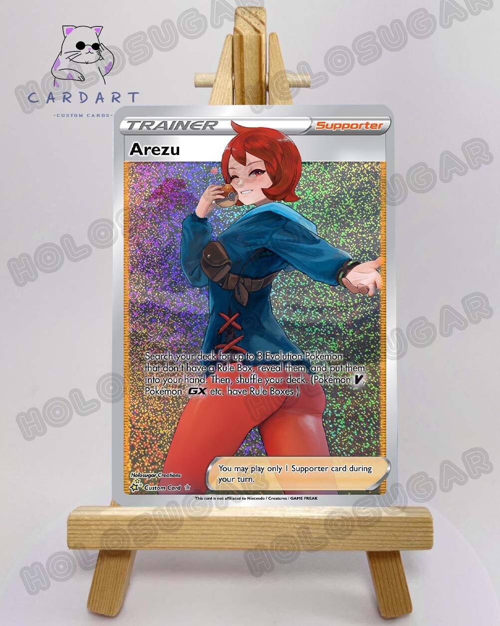 Arezu-4 Custom Holographic Pokemon Trainer Proxy Orica Card - Etsy